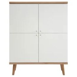 Highboard Andas "Merle" Sideboards Gr. B/H/T: 107cm x 134cm x 40cm, weiß (eiche riviera nb/ weiss matt) Scandi Design, Breite 107 cm