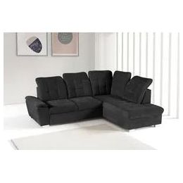 Ecksofa WERK2 "Brindisi, bequem und komfortabel, L-Form", grau (anthrazit), B:263cm H:105cm T:212cm, 92% Polyester, 8% Nylon, Sofas, mit verstellbaren Kopfteilen, Bettfunktion & Bettkasten