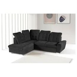 Ecksofa WERK2 "Brindisi, bequem und komfortabel, L-Form", grau (anthrazit), B:263cm H:105cm T:212cm, 92% Polyester, 8% Nylon, Sofas, mit verstellbaren Kopfteilen, Bettfunktion & Bettkasten