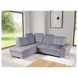 Ecksofa WERK2 "Brindisi, bequem und komfortabel, L-Form", grau (hellgrau), B:263cm H:105cm T:212cm, 95% Polyester, 5% Nylon, Sofas, mit verstellbaren Kopfteilen, Bettfunktion & Bettkasten