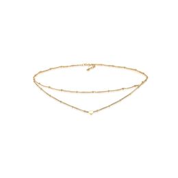 Collier Elli "Choker Layer Kugelkette Herz 925 Silber" Halsketten Gr. 36, ohne Stein, Silber 925 (Sterlingsilber), Länge: 36 cm, goldfarben (gold) Damen