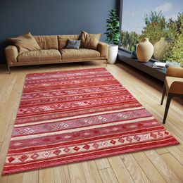 Teppich Hanse Home "Yara" Teppiche Gr. B/L: 120 cm x 180 cm, 5 mm, 1 St., bunt (rot,bunt) Esszimmerteppiche strapazierfähig, pflegeleicht, robust, Anti-Slip