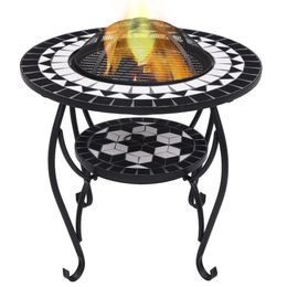 vidaXL Holzkohlegrill aus Stahl und Keramik in Schwarz und Weiß, DxH: 68x60 cm