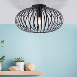 Lightbox Deckenleuchte, ohne Leuchtmittel, Deckenlampe Leuchte in schwarz im Retro-Stil rund 40 cm Durchmesser