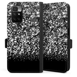 DeinDesign Handyhülle Glitzer Look Schneeflocken Muster Snow Fall Glitter Look, Xiaomi Redmi 10 Hülle Handy Flip Case Wallet Cover Handytasche Leder