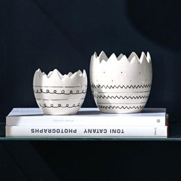 Home-trends24.de Osterei Pflanzer Ostern Osterdeko Deko Pflanzei Osterei Ostereier 2er Set, weiß