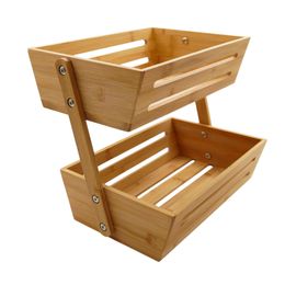 hausleben Obstschale Obstkorb mit 2 Etagen 34x22x28 cm, (1-tlg), Obstschale Obst Halter, Küche Ablagekorb Brot Snacks Korb