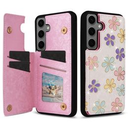 Wigento Handyhülle Für Samsung Galaxy S24 Plus RFID Anti Datenklau Hülle Blumen Motiv 3