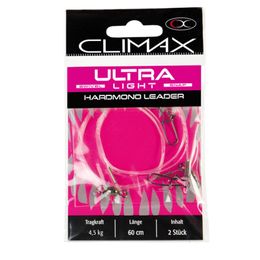 Climax Vorfachschnur, 0.6 m Länge, Ultra Light Hard Mono 4,5kg 60cm 2 Stück Gebundenes Vorfach