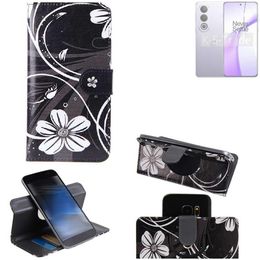 K-S-Trade Handyhülle für OnePlus Ace 3V, Schutzhülle Handyhülle Hülle 360° Wallet Case “Flowers“, schwarz