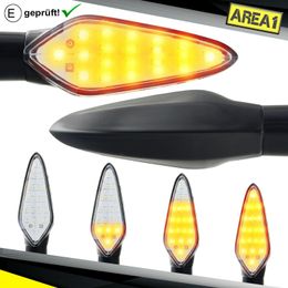 Area1 Blinker Motorrad LED Blinker E-geprüft Set (2 Stück) M10 mit Lauflichteffekt