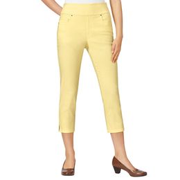 Casual Looks Damen Stretch-Hose, gelb, Gr. 44, unifarben, 72% Viskose, 25% Polyamid, 3% Elasthan, Hosen