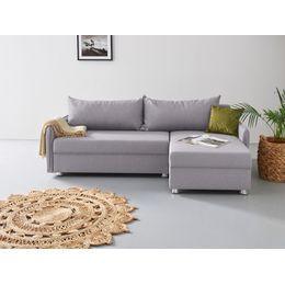 Ecksofa Collection AB, B:218cm T:141cm, grau, 100% Polyester, Wohnzimmer, Sofas, "Sunny L-Form", inkl. Bettfunktion und Bettkasten