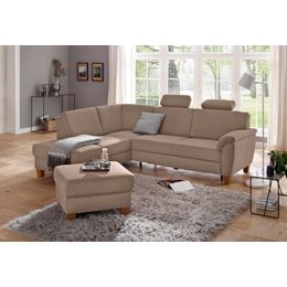 Ecksofa Home Affaire, B:250cm H:89cm T:201cm, beige, Struktur ( 100% Polyester);Struktur fein ( 100% Polyester);Luxus-Microfaser ALTARA NUBUCK (100%