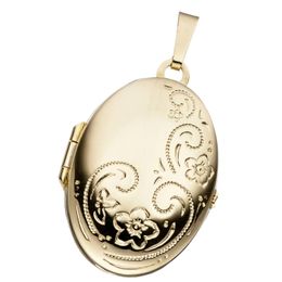 Jobo Damen Medallionanh&auml;nger "Anh&auml;nger Medaillon oval", Gelbgold 333, gold, Gelbgold 333, Schmuckanh&auml;nger, 333 Gold