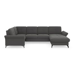 Wohnlandschaft Places of Style, B:326cm H:91cm T:188cm, grau, 90% Polyester 10% Polyamid, Sofas, "Calando U-Form", wahlweise mit Bettfunktion,