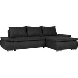 Ecksofa Home Affaire, B:266cm H:83cm T:175cm, grau, 100% Polyester, Wohnzimmer, Sofas, "Acra L-Form", mit Bettfunktion und Bettkasten, in Mattenoptik