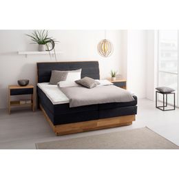 Boxspringbett OTTO products, B:184cm L:216cm, schwarz, Polyester, Komplettbetten, "Jenna", ohne LED-Beleuchtung, mit zertifizierten, recycelten