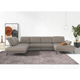 Wohnlandschaft Inosign, B:382cm H:88cm T:242cm, grau, 95% Polyester, 5% Polyamid, Sofas, "Coco U-Form", Sitztiefen-, Arm- und Kopfteilverstellung,