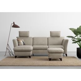 Ecksofa Home Affaire, B:249cm H:86cm T:162cm, grau, 95% Polyester, 5% Polyamid, Wohnzimmer, Sofas, "Trelleborg L-Form", wahlweise mit Bettfunktion
