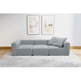 3-Sitzer Andas, B:301cm H:69cm T:108cm, grau, 95% Polyester, 5% Nylon, Sofas, "Utvik bestehend aus 2 Eck- und 1 Mittelelement", einzelne Module für