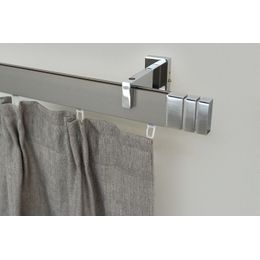 Gardinenstange Garesa, L:330cm, silber, Aluminium, Kinderzimmer, Gardinenstangen, "FLAT", Rechteckprofil, Wandmontage, perfekter Lauf, modern,