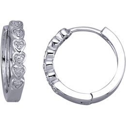 Firetti Damen Paar Creolen "Schmuck Geschenk Silber 925 Ohrschmuck Ohrringe Herzen", 16,9mm, 0,01 P3 = leicht erkennbare Einschl&uuml;sse, Diamanten