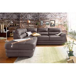 Ecksofa COTTA, B:250cm H:88cm T:234cm, braun, Luxus-Kunstleder, frei im Raum stellbar;Luxus-Microfaser (100% Polyester), frei im Raum
