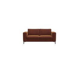 2-Sitzer FLEXLUX, B:164cm H:85cm T:92cm, braun, 100% Polyester, Sofas, "Fiore", breite Armlehnen, Kaltschaum, F&uuml;&szlig;e Alu+schwarz