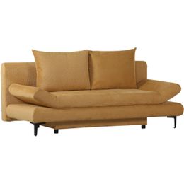 Schlafsofa GUTMANN FACTORY, B:191cm H:76cm T:86cm, gelb, 100% Polyester, Wohnzimmer, Sofas