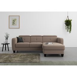 Sit & More Ecksofa SIT & MORE, B:247cm H:85cm T:170cm, grau, Wohnzimmer, Sofas, "Belluci L-Form", inklusive Federkern, wahlweise mit Bettfunktion und Bettkasten