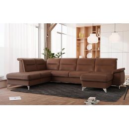 Sit & More Wohnlandschaft SIT & MORE, B:329cm H:91cm T:225cm, braun, 100% Polyester, Sofas, "Astoria U-Form", wahlweise mit motorischer Relaxfunktion