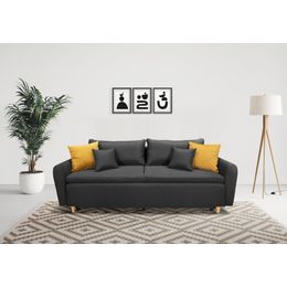 Schlafsofa Inosign, B:235cm H:97cm T:95cm, grau, 100%Polyester, Kinderzimmer, Sofas, "Anika", mit Boxspringaufbau, Bettfunktion & Bettkasten,