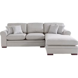 Ecksofa Home Affaire, B:279cm H:92cm T:178cm, blau, 100% Polyester, Wohnzimmer, Sofas, "Broughton L-Form", weicher Sitzkomfort, incl. 4 Zierkissen,