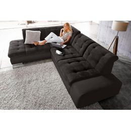 Sit & More Ecksofa SIT & MORE, B:280cm H:84cm T:227cm, schwarz, SOFTLUX-Kunstleder im Korpus, Sitz und R&uuml;cken in Softstruktur (80% Polyester, 20%