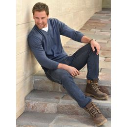 Marco Donati Damen V-Ausschnitt-Pullover "V-Pullover", blau, Gr. 46, unifarben, 100% Schurwolle, Pullover
