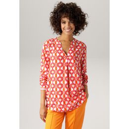 Aniston CASUAL Damen Schlupfbluse, bunt, Gr. 44, bedruckt, gemustert, Web, Obermaterial: 100% Viskose, Blusen, mit extravagantem, graphischem Druck