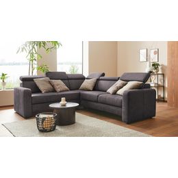 Sit & More Ecksofa SIT & MORE, B:247cm H:84cm T:227cm, grau, Wohnzimmer, Sofas, "Bologna L-Form", Kopfteilverstellung, wahlweise mit Bettfunktion und Schubkasten