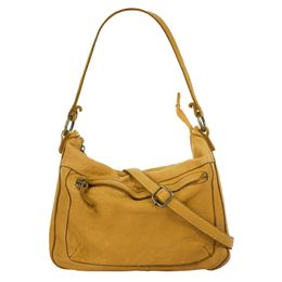 CLUTY Damen Shopper, gelb, Leder, leicht glänzend, unifarben, Taschen, echt Leder, Made in Italy