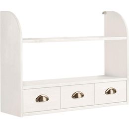 H&auml;ngeregal Home Affaire, B:75cm H:55cm T:21cm, beige, Massivholz, K&uuml;che, Regale, "Oslo", 75 cm breit, aus massiver Kiefer, 1 breite Schublade,