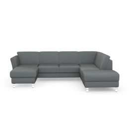 Sit & More Wohnlandschaft SIT & MORE, B:303cm H:87cm T:213cm, grau, Sofas, "Visby U-Form", Wahlweise mit Bettfunktion und Stauraum, frei im Raum stellbar