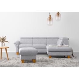 Ecksofa Home Affaire, B:249cm H:84cm T:217cm, silber, 100% Polyester, Wohnzimmer, Sofas, "Lindgren L-Form", wahlweise mit TV-Funktion, Stauraum und