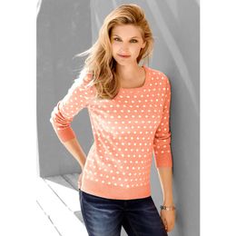 Inspirationen Damen Strickpullover "Pullover", orange, Gr. 38, gemustert, mehrfarbig, 100% Polyacryl, Pullover