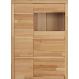 Vitrine Home Affaire, B:90cm H:125cm T:35cm, beige, Holz teilmassiv, Wohnzimmer, Schr&auml;nke, "Silkeborg", H&ouml;he, 125 cm