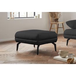 Hocker Andas, B:80cm H:42cm T:55cm, schwarz, Struktur grob (100% Polyester);Struktur weich (100% Polyester);100% NaturLEDER, Wohnzimmer, Hocker,