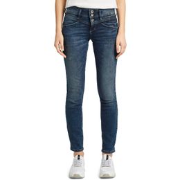 Tom Tailor Damen Slim-fit-Jeans "Alexa Slim", blau, Gr. 31, Denim/Jeans, Obermaterial: 98% Baumwolle, 2% Elasthan, Jeans, mit Knopfleiste und