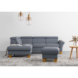 Ecksofa Home Affaire, B:249cm H:84cm T:217cm, blau, 100% Polyester, Sofas, "Lindgren L-Form", wahlweise mit TV-Funktion, Stauraum und