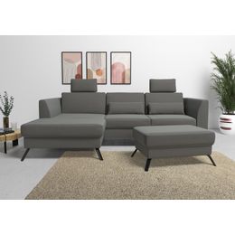 Sit & More Ecksofa SIT & MORE, B:261cm H:88cm T:172cm, grau, 100% Polyester, Wohnzimmer, Sofas, "Olsen L-Form", inklusive Sitztiefenverstellung, wahlweise mit