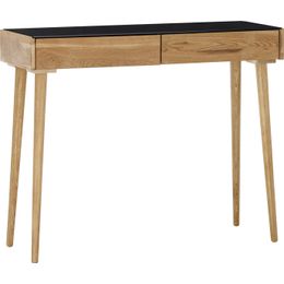 Konsole MCA furniture, B:100cm H:80cm T:35cm, schwarz, Furnier, Glas, Massivholz, Flur, Sideboards, "Nata", Breite ca. 100 cm