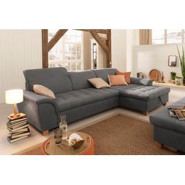 Ecksofa Home Affaire, B:279cm H:81cm T:170cm, braun, Wohnzimmer, Sofas, "Lyla L-Form", mit Recamiere, wahlweise mit Rückenfunktion und zusätzlich mit
